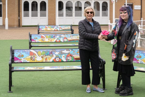 Queer artist Abby French wins Brighton Marina Bench Wrap design ...