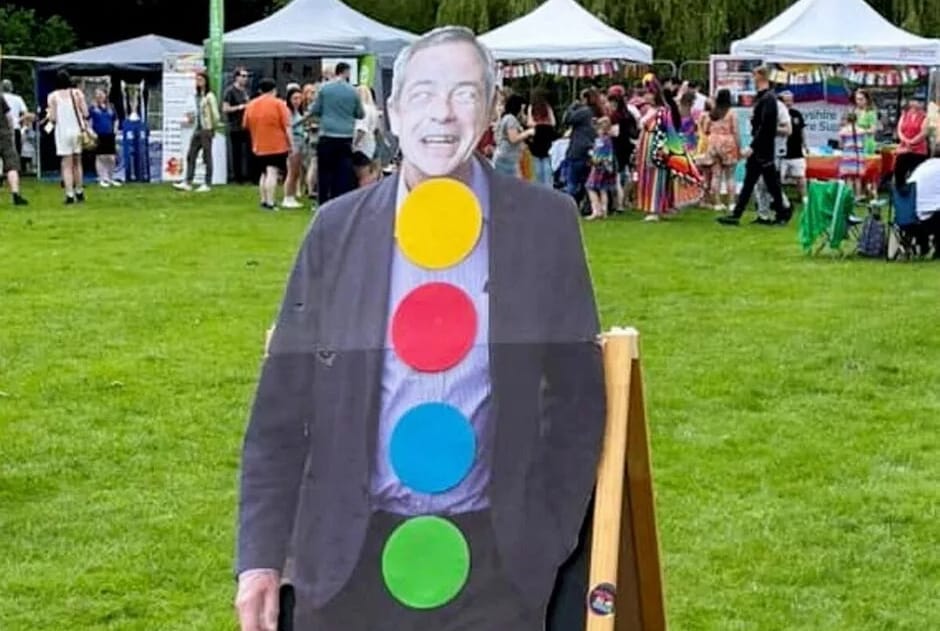 Nigel Farage milkshaken after Chesterfield Pride urges punters to “toss ...